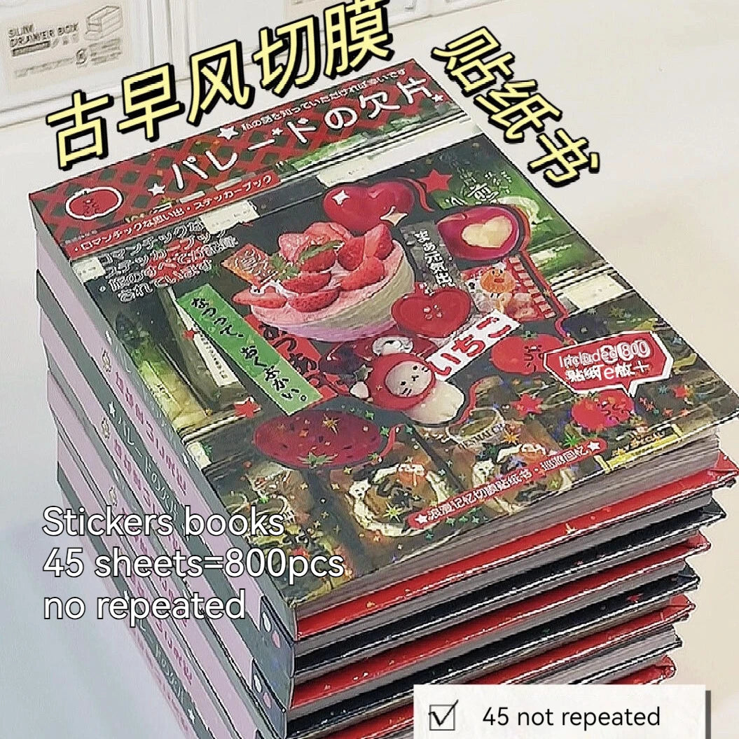 - 45pcs Japanese Retro Early Style Manga Cut Film Sticker Book Kawaii ...